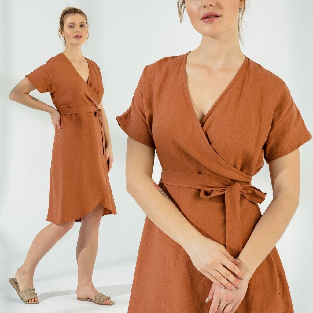 Wrap Linen Dress with Pockets – LineniaDream